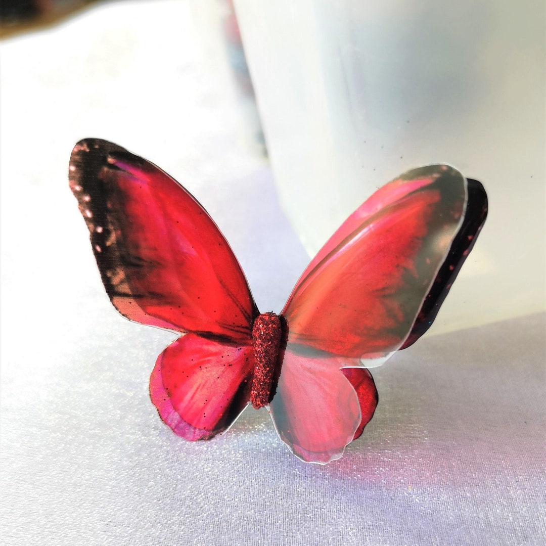 Red Morpho Style Iridescent Butterfly Christmas,valentines,jewelery ...