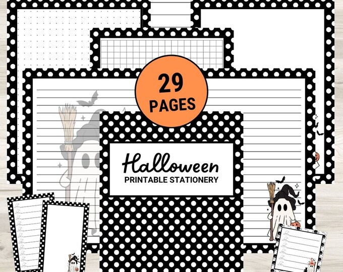 Printable Halloween Stationary Cute Halloween Letter Writing Set Lined ...