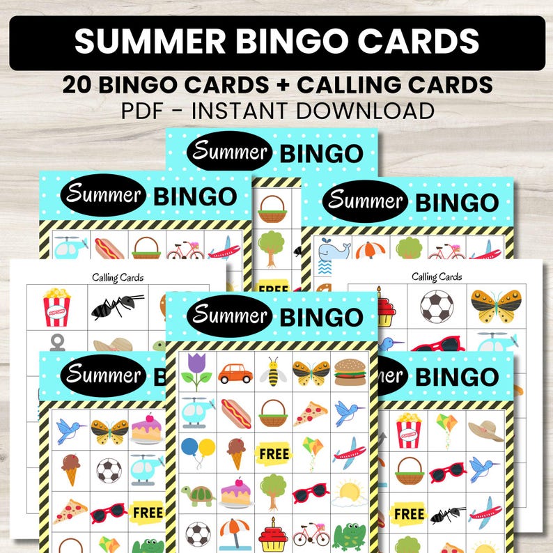 Summer Bingo Cards Printable, Beach Bingo Cards Pdf, Kids Bingo Cards ...