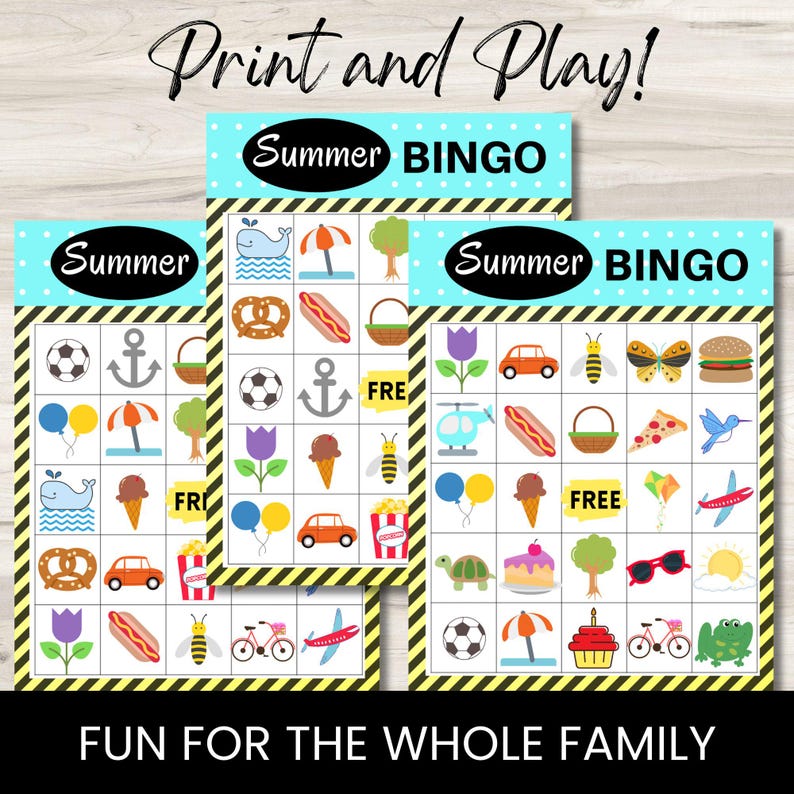 Summer Bingo Cards Printable, Beach Bingo Cards Pdf, Kids Bingo Cards ...