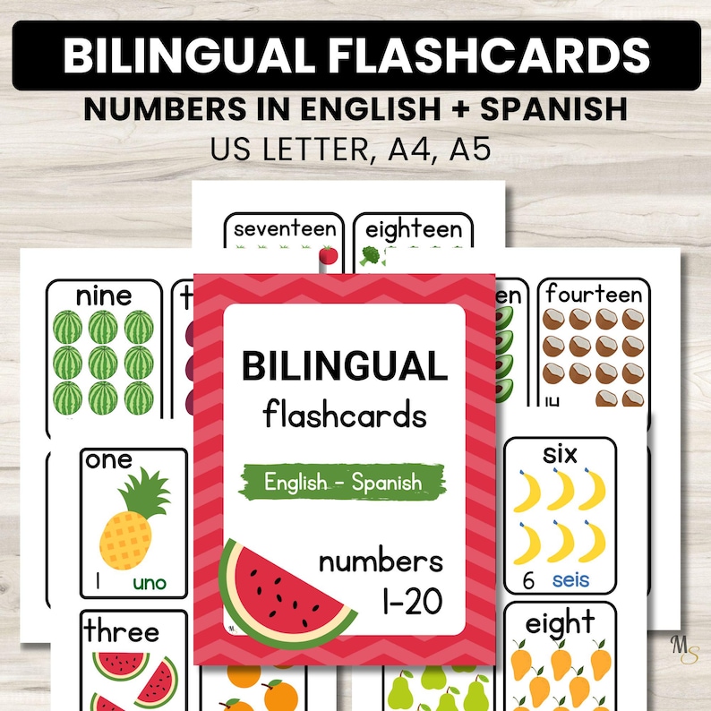 Number Flashcards Printable, Spanish Flashcards Printable, Number Flash ...