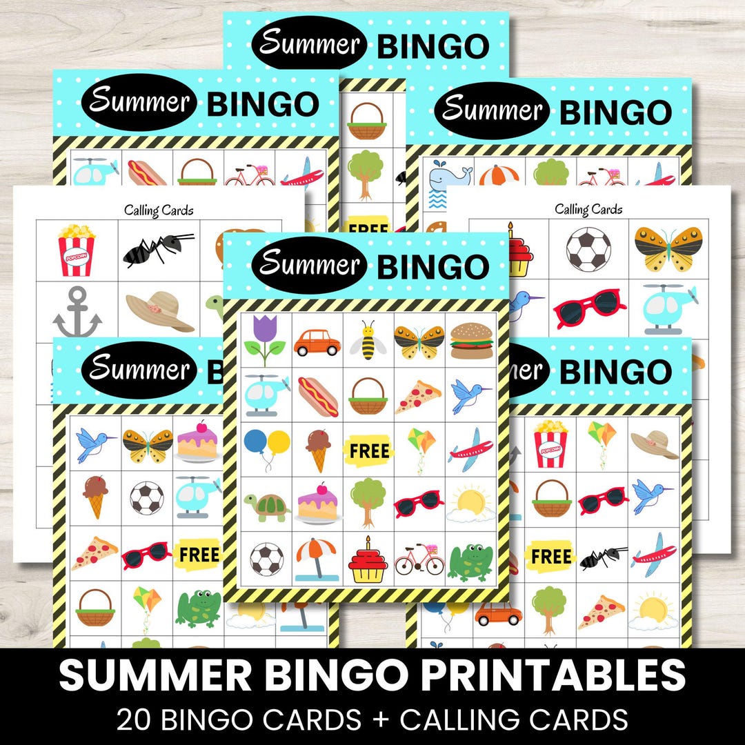Summer Bingo Cards Printable, Beach Bingo Cards Pdf, Kids Bingo Cards ...