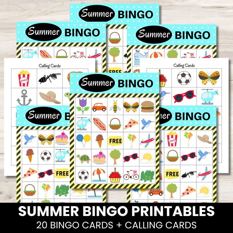 Summer Bingo Cards Printable, Beach Bingo Cards Pdf, Kids Bingo Cards ...