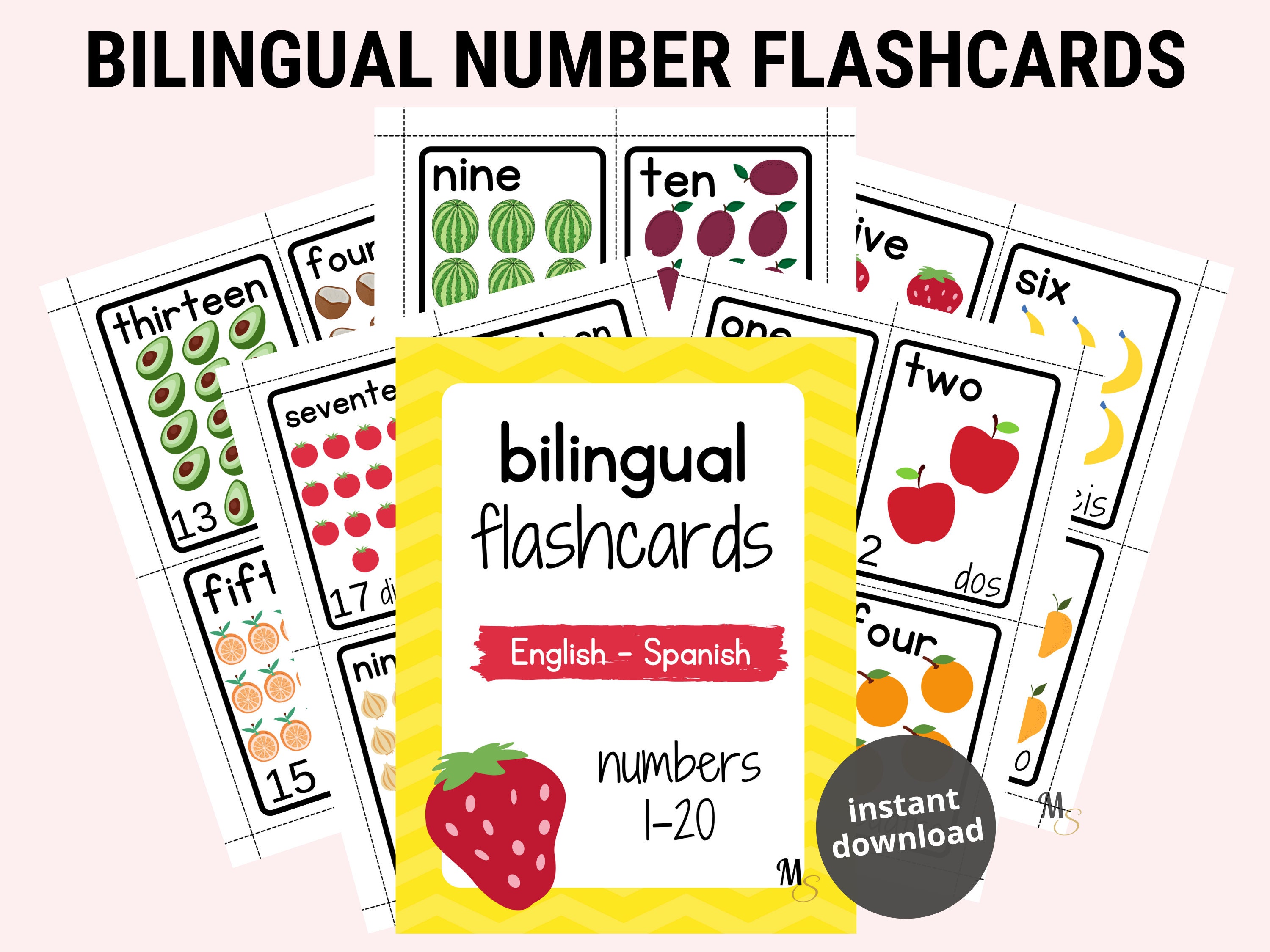 Number Flashcards Printable, Spanish Flashcards Printable, Number Flash ...