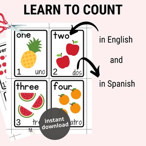 Number Flashcards Printable, Spanish Flashcards Printable, Number Flash ...