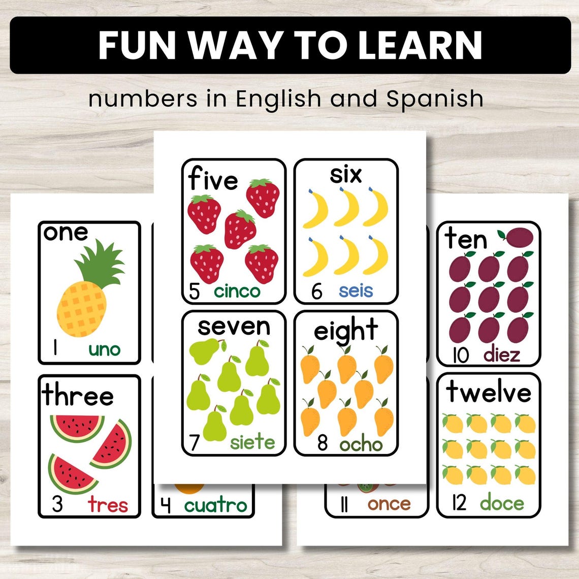 Number Flashcards Printable, Spanish Flashcards Printable, Number Flash ...