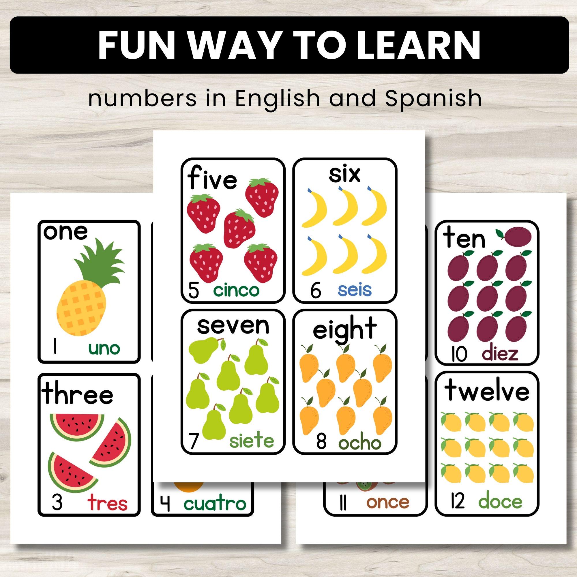 Number Flashcards Printable, Spanish Flashcards Printable, Number Flash ...