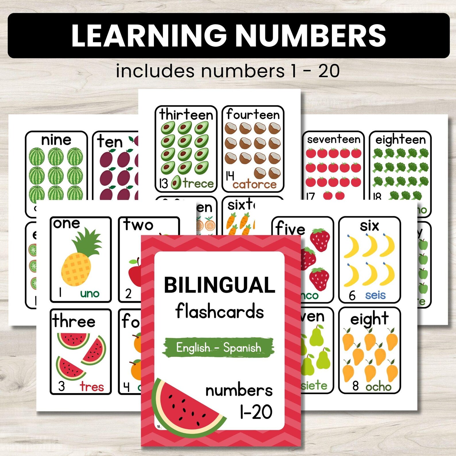 Number Flashcards Printable, Spanish Flashcards Printable, Number Flash ...
