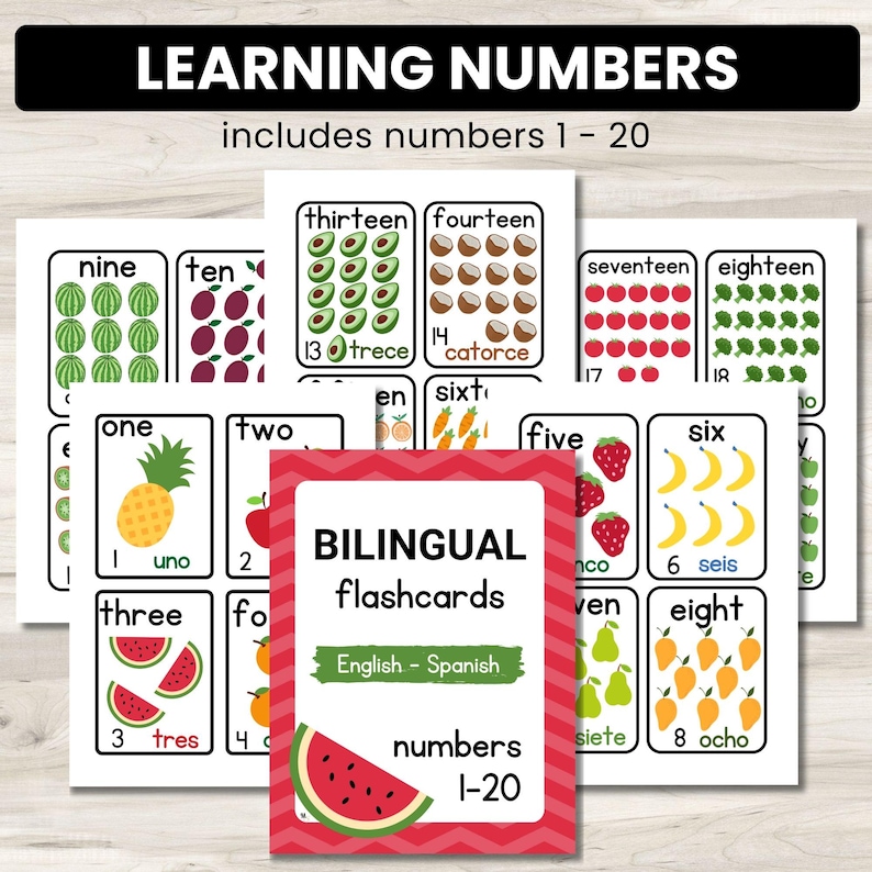 Number Flashcards Printable, Spanish Flashcards Printable, Number Flash ...