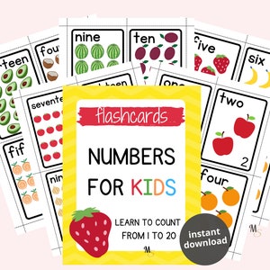 Math Counting Flashcards for Kids, Numbers 1-20 Printables ...