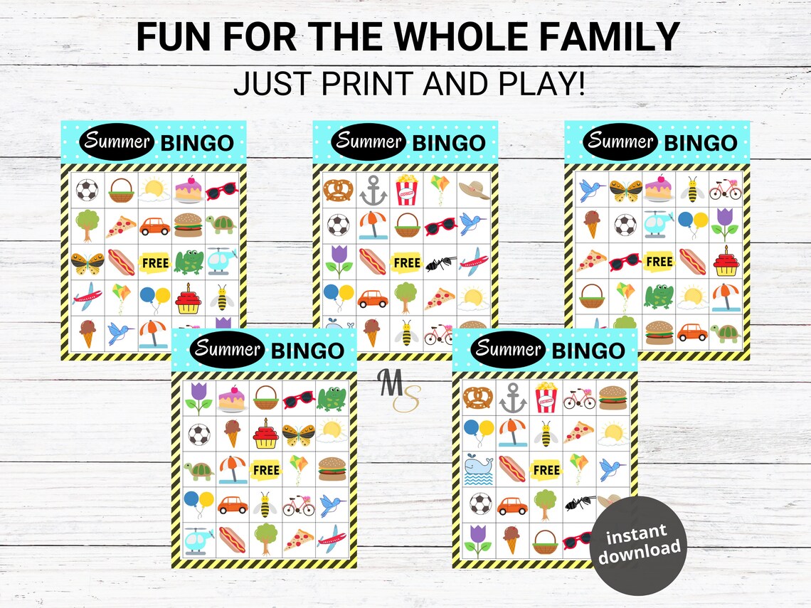 Summer Bingo Cards Printable, Beach Bingo Cards Pdf, Kids Bingo Cards ...