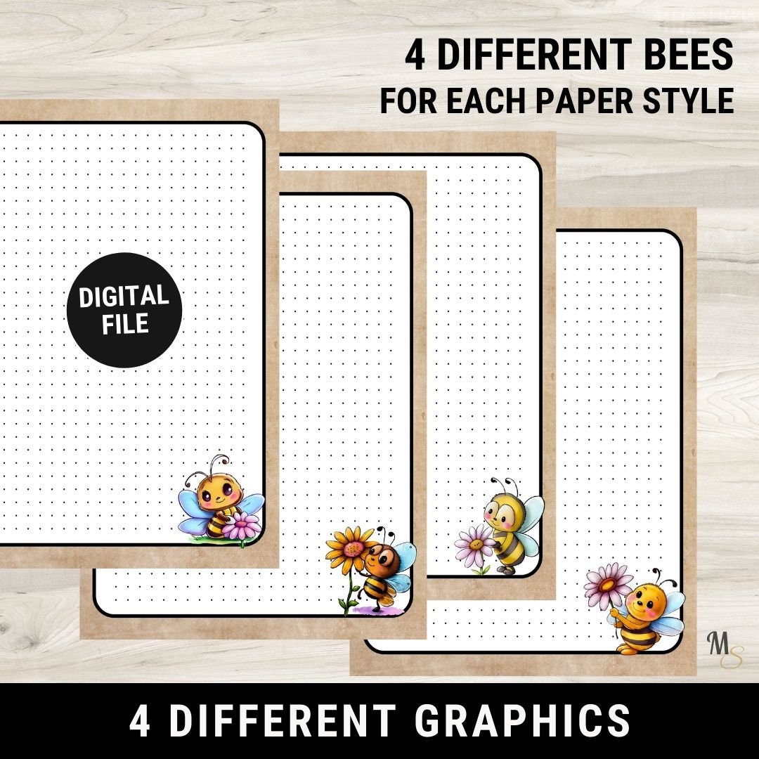 Cute Bumble Bee Stationery Set, Printable Vintage Lined Paper, Letter ...