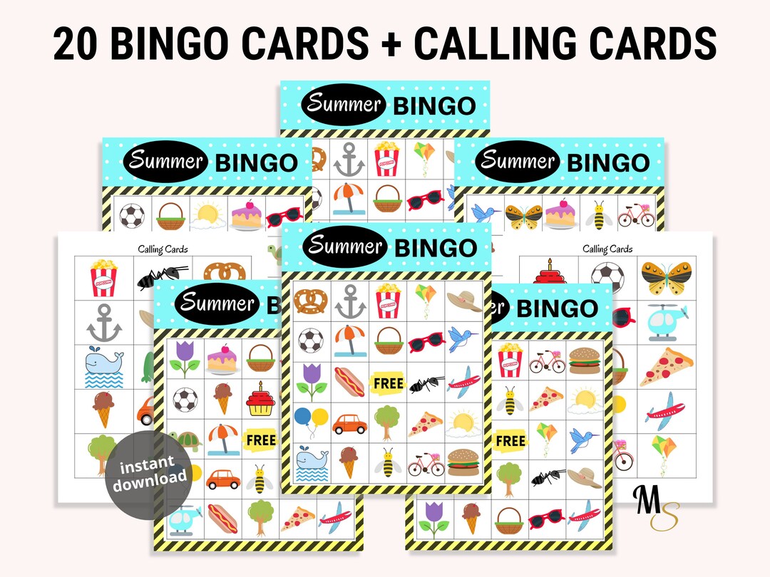 Summer Bingo Cards Printable, Beach Bingo Cards Pdf, Kids Bingo Cards ...