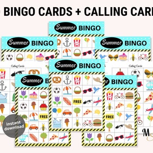 Summer Bingo Cards Printable, Beach Bingo Cards Pdf, Kids Bingo Cards ...