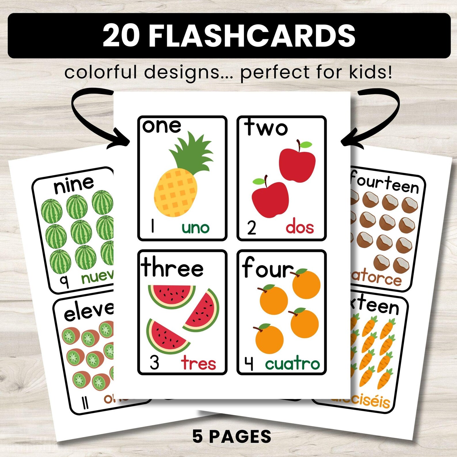 Number Flashcards Printable, Spanish Flashcards Printable, Number Flash ...