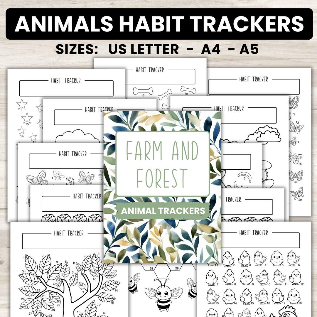 Animal Habit Tracker Printables: Farm & Forest Theme (digital File ...