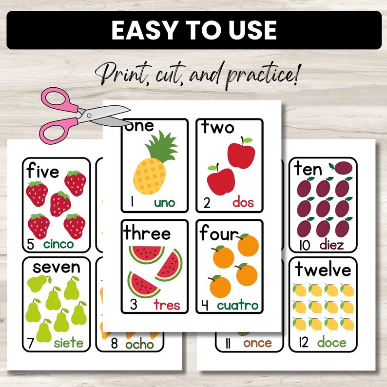 Number Flashcards Printable, Spanish Flashcards Printable, Number Flash ...
