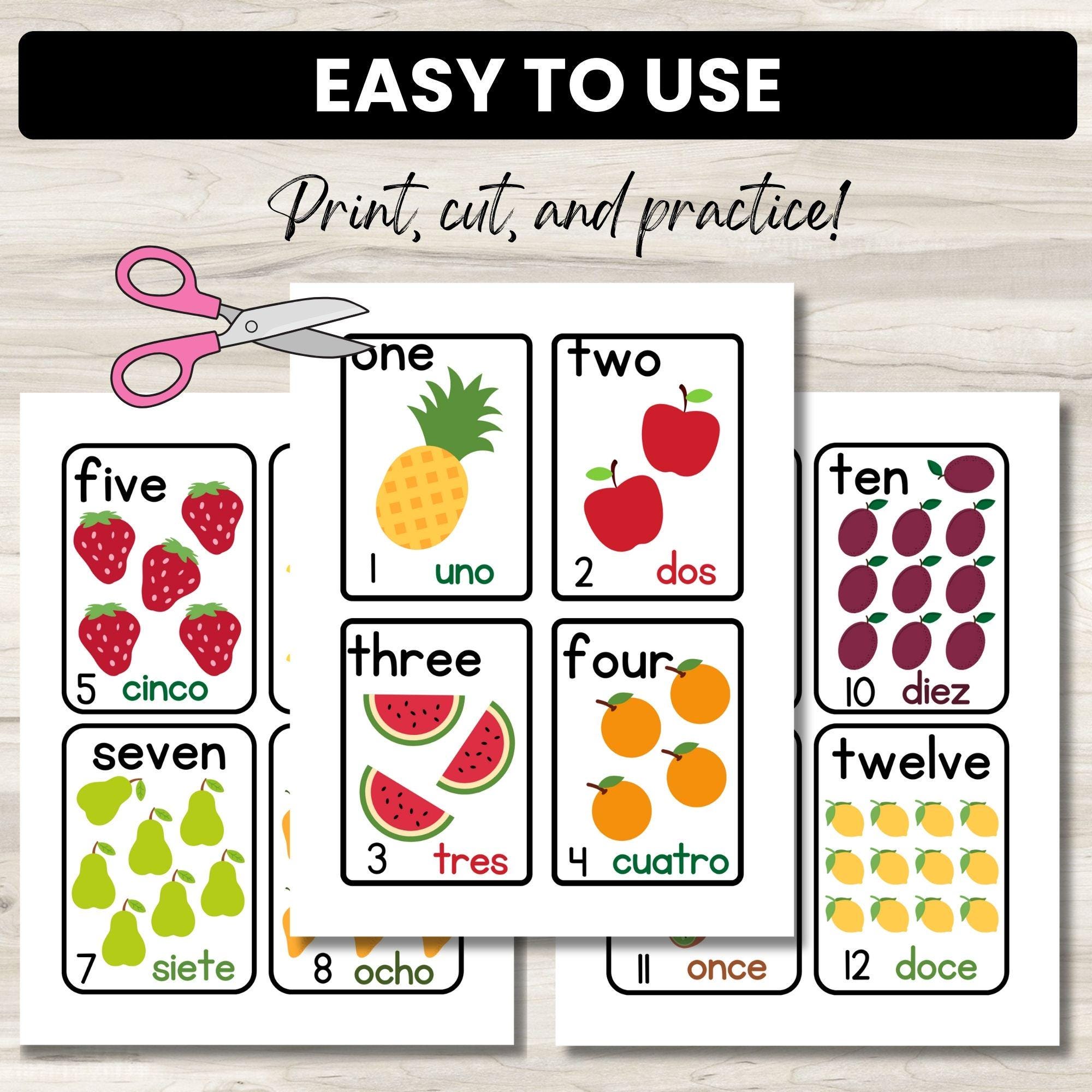 Number Flashcards Printable, Spanish Flashcards Printable, Number Flash ...