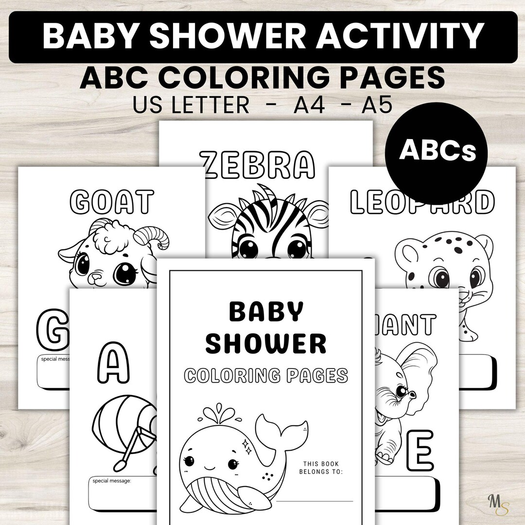 Animals Baby Shower Coloring Book, DIY Activity Book Engage Shower ...