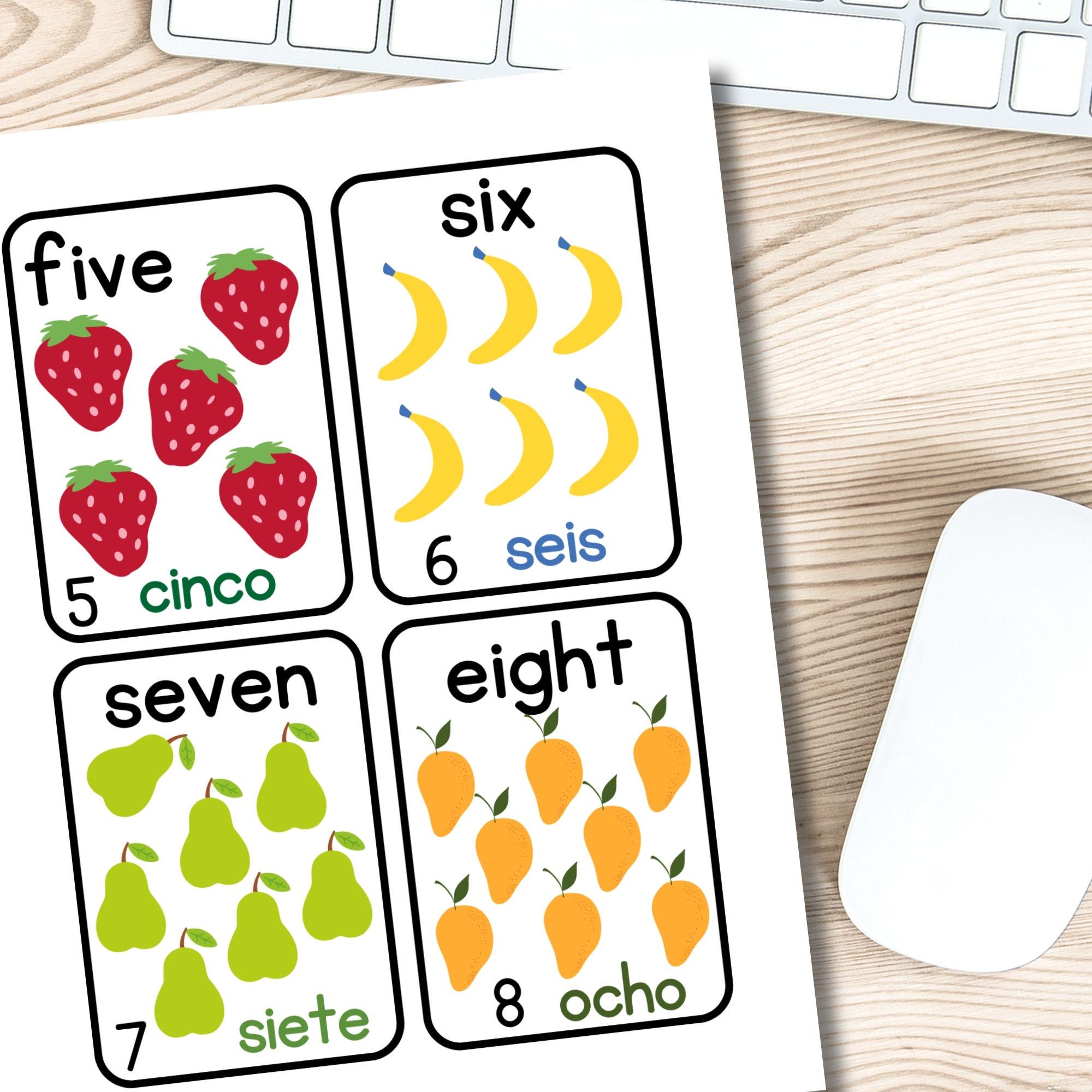 Number Flashcards Printable, Spanish Flashcards Printable, Number Flash ...