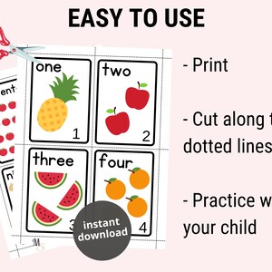 Math Counting Flashcards for Kids Numbers 1-20 Printables | Etsy