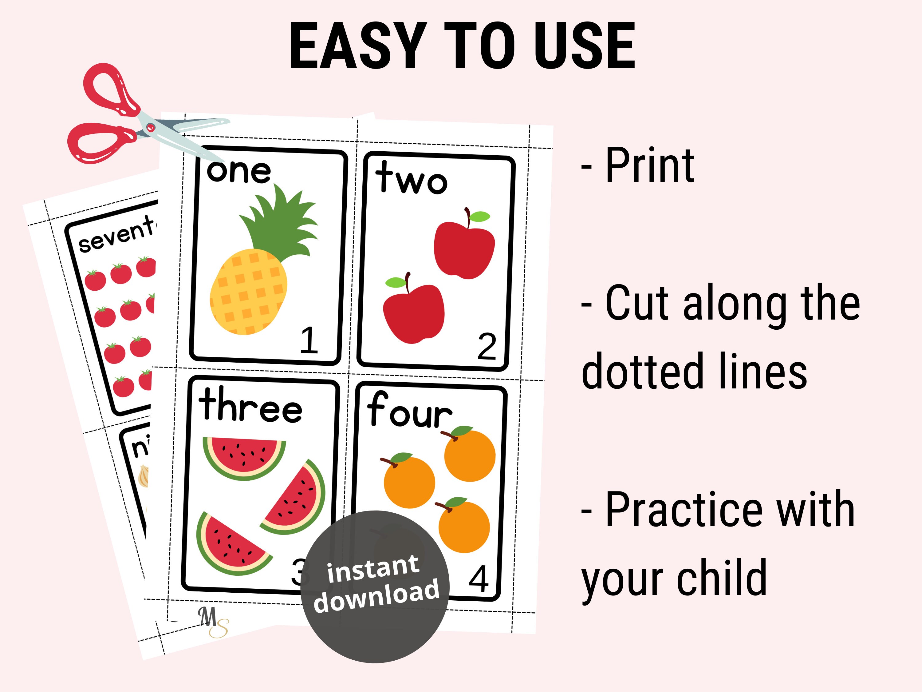 Math Counting Flashcards for Kids, Numbers 1-20 Printables ...