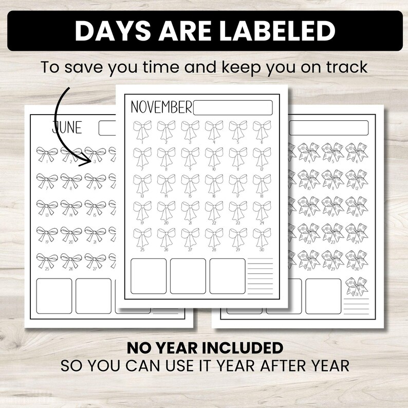 Cute Bows Habit Tracker Printables, 30 Day Habit Trackers, Women Water ...