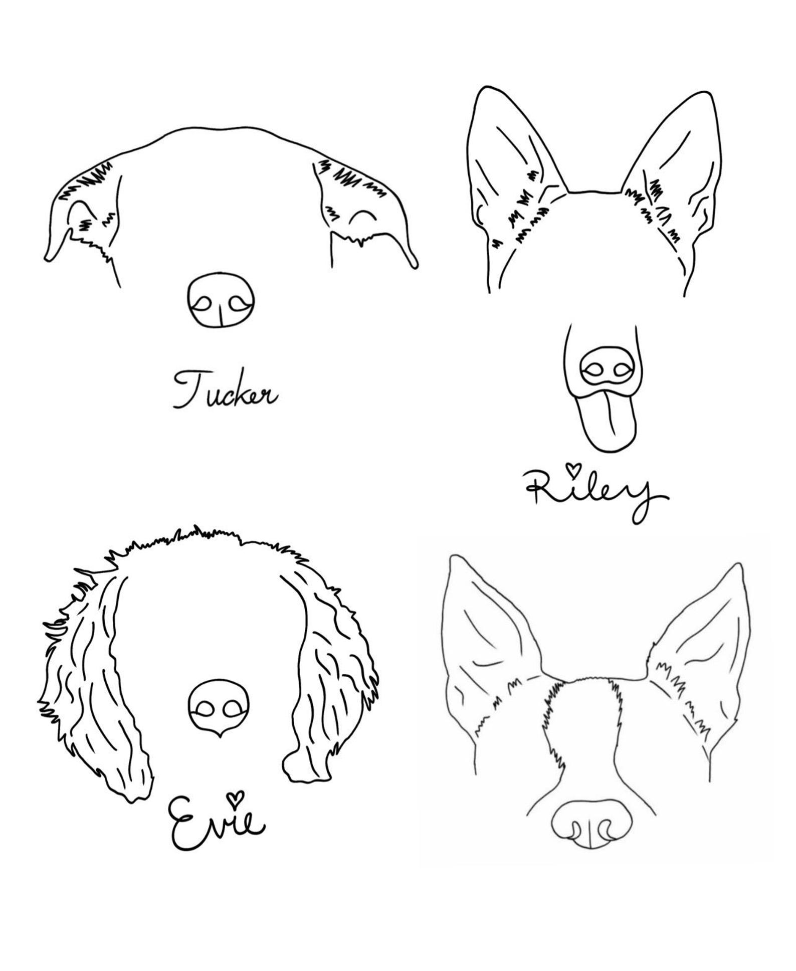 Custom Dog Portrait, Fine Line Pet Outline Tattoo, Minimalist Pet ...