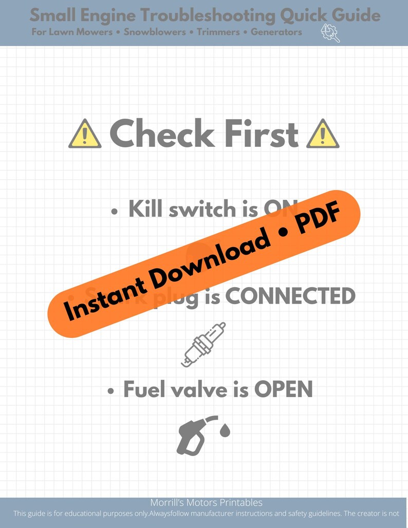 Small Engine Troubleshooting Chart | Printable Repair Flow Sheet - Etsy