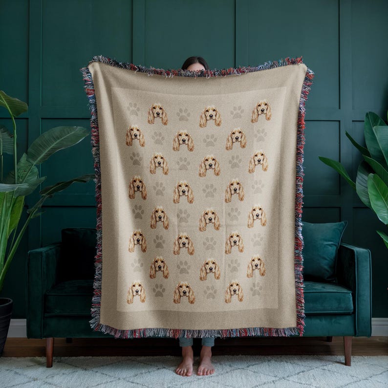 Personalized Dog Photo Paw Print Collage Woven Blanket | Custom Throw ...