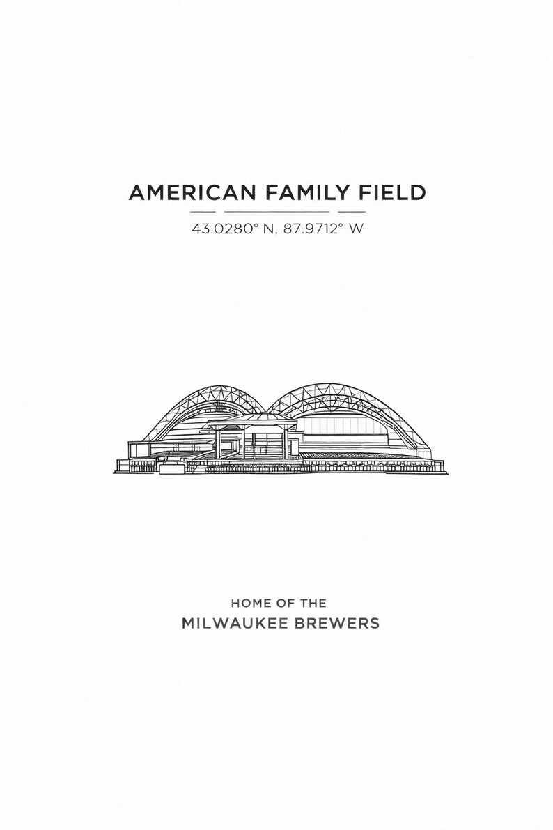 American Family Field Print | Minimalist Milwaukee Brewers Stadium Art ...