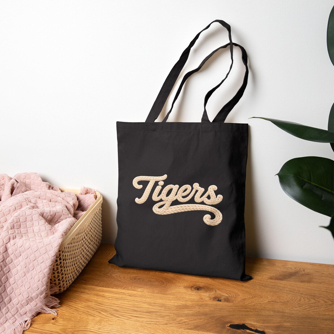 Tigers Script Logo Tote Bag | Vintage Varsity Sports Style - Etsy