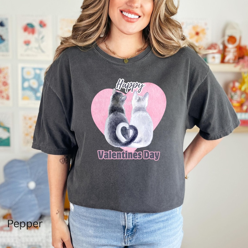 Two Cats Heart Shirt - Etsy
