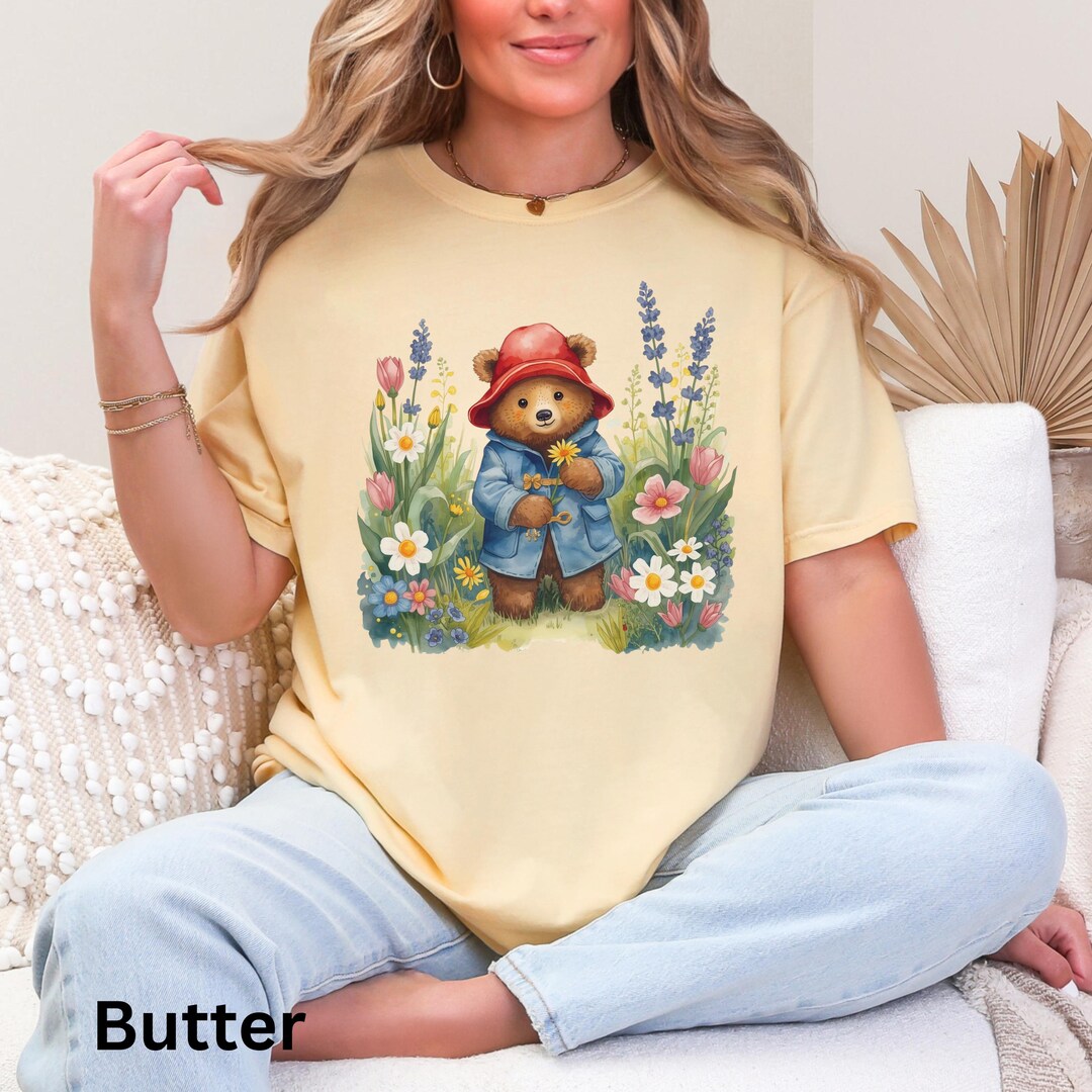 Paddington Spring Time Flower Garden Bear Comfort Colors T-shirt - Etsy