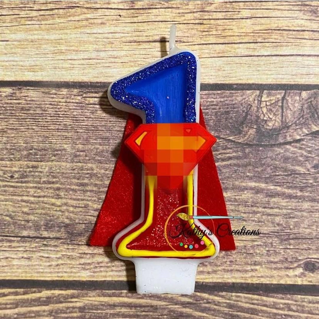 Numeral Birthday Candle, Custom Candle, Super, Superhero, Superhero ...