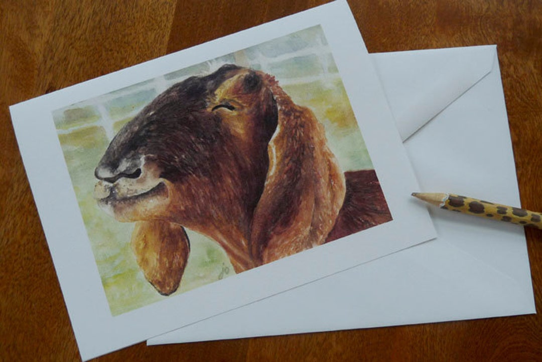 Goat Card Printed From Original Watercolor With Border - Etsy