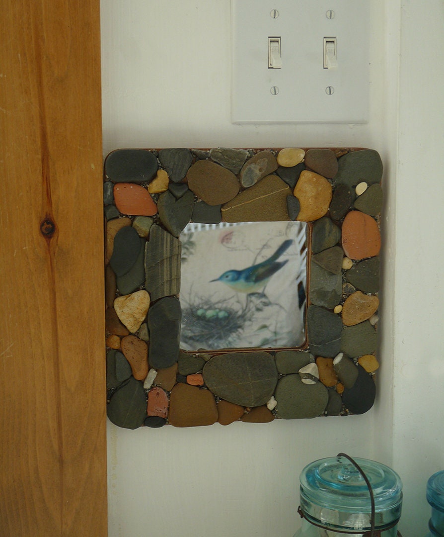 Beach Stone Framed Mirror - Etsy