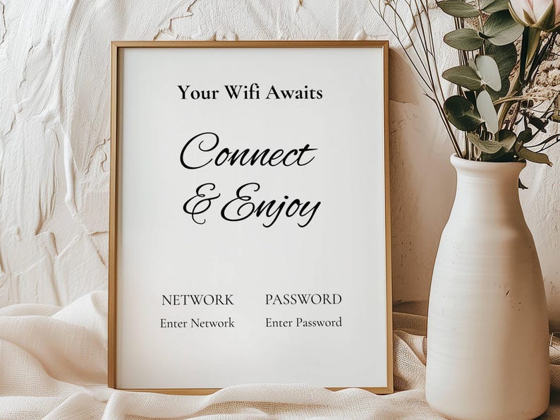 Editable Wifi Password Sign, Personalized Elegant Display for Home ...