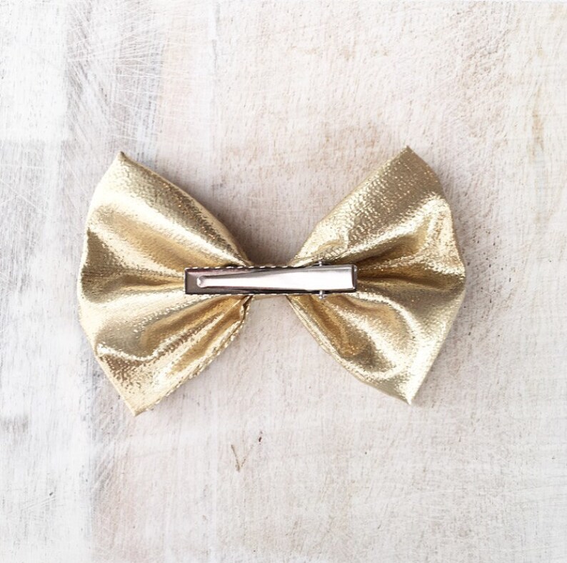 Gold Lamé Metallic Hair Bow Kawaii Pin Up | Etsy