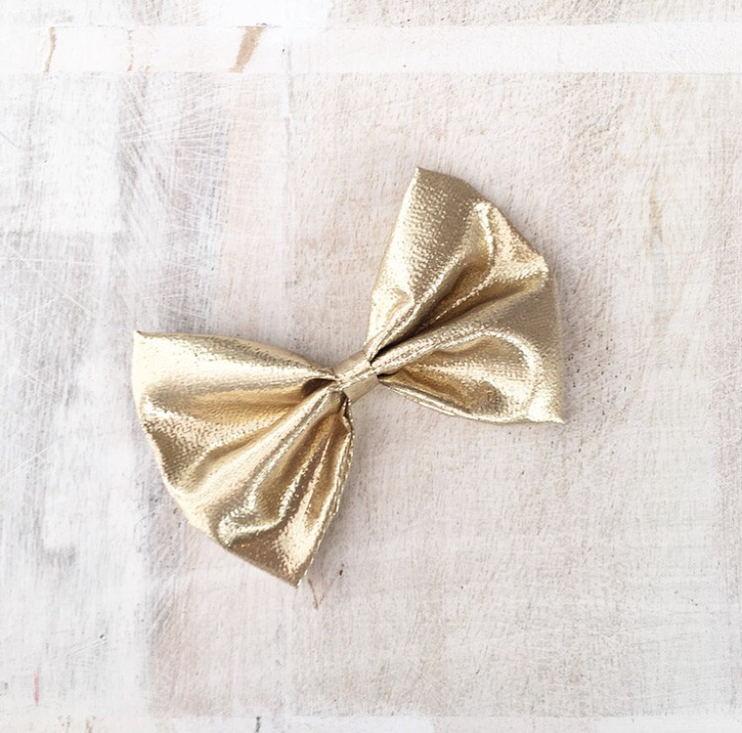 Gold Lamé Metallic Hair Bow Kawaii Pin Up - Etsy