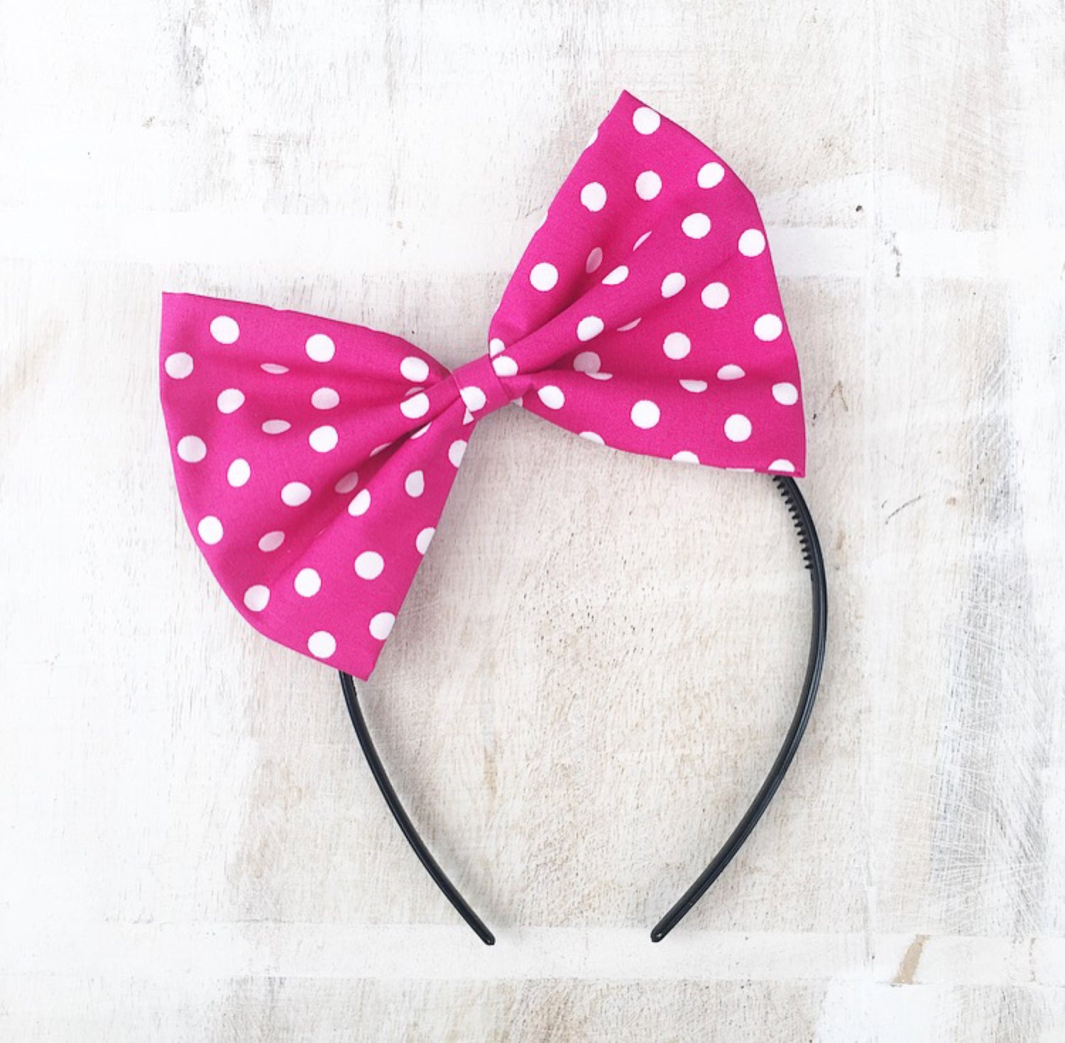 Pink and White Polka Dot Bow Headband Rockabilly Pin up Girl | Etsy