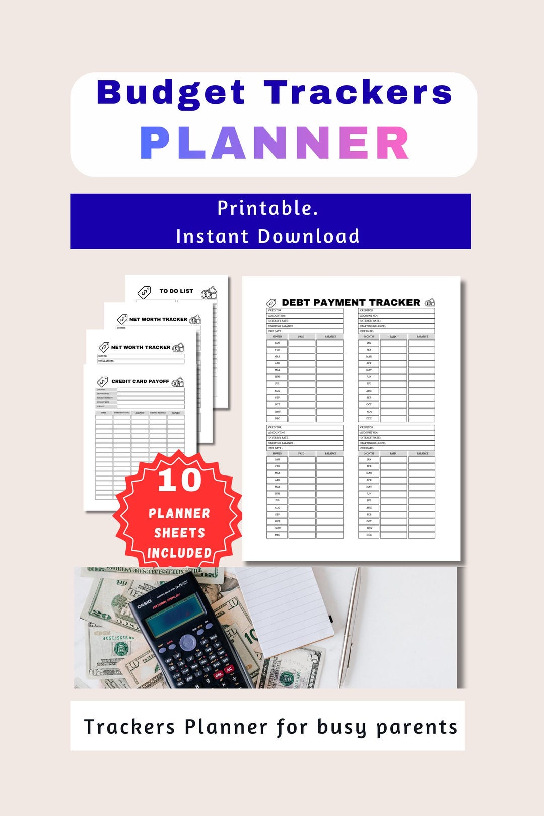 Printable Family Meal Planner & Grocery List Weekly Meal Planner for ...