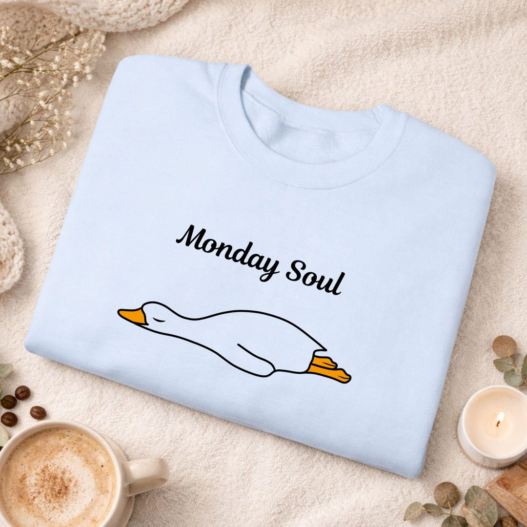 Monday Soul Goose Sweatshirt, Funny Workday Crewneck, Cozy Lazy Goose ...