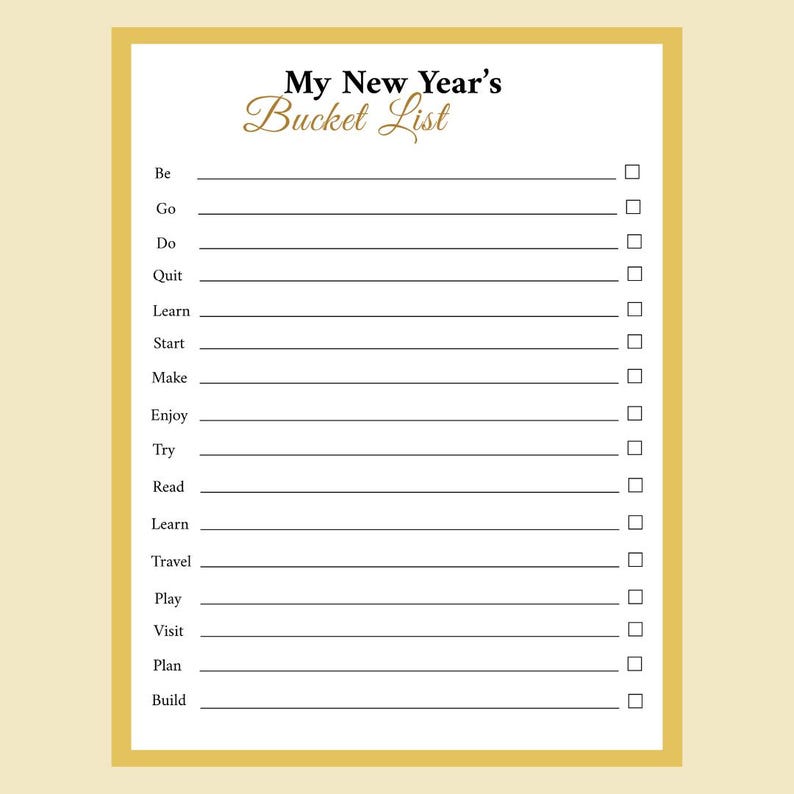 New Year Bucket List 2026, Printable Goal Planner to Do List - Etsy