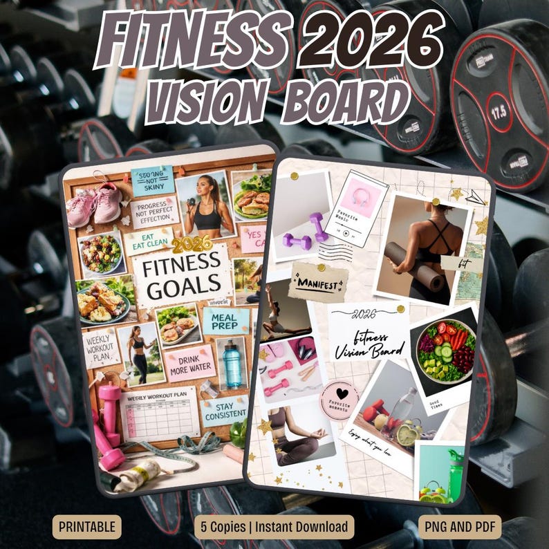 Fitness 2026 Vision Board Kit | Workout Goal Setting, Health ...