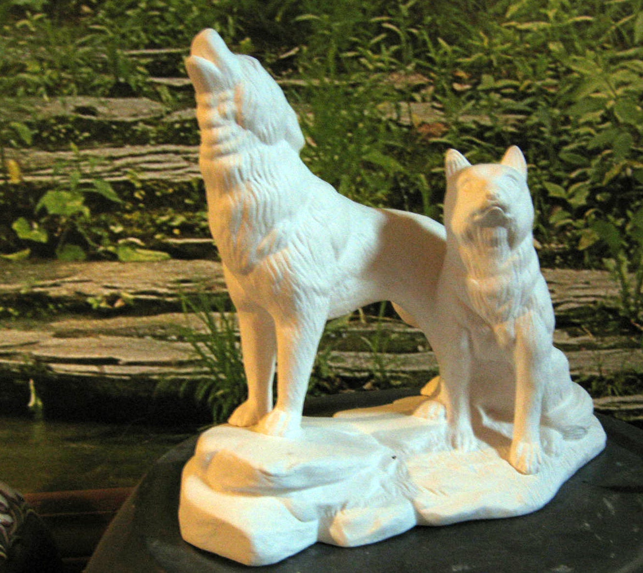 Ceramic Bisque You Paint, Pair of Wolves, howling Wolves, Wolf howling ...