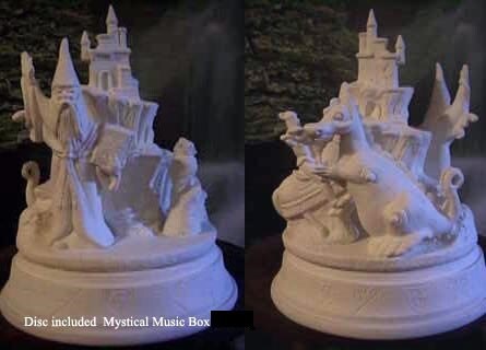 Ceramic Bisque You Paint, Fantasy music box, Wizard, Dragon Music box ...