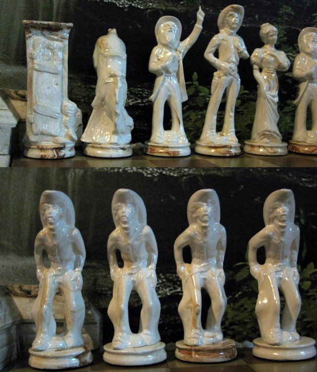 Ceramic Bisque You Paint, Awesome, Cowboy and Indian Chess Set, Western ...