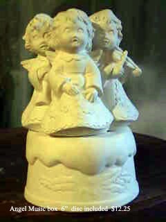 Ceramic Bisque You Paint, Angel music box, Christmas Music box ...
