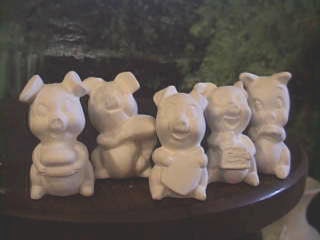 Ceramic Bisque You Paint, The Five Little Pigs, Farm Pigs, Pig Family ...